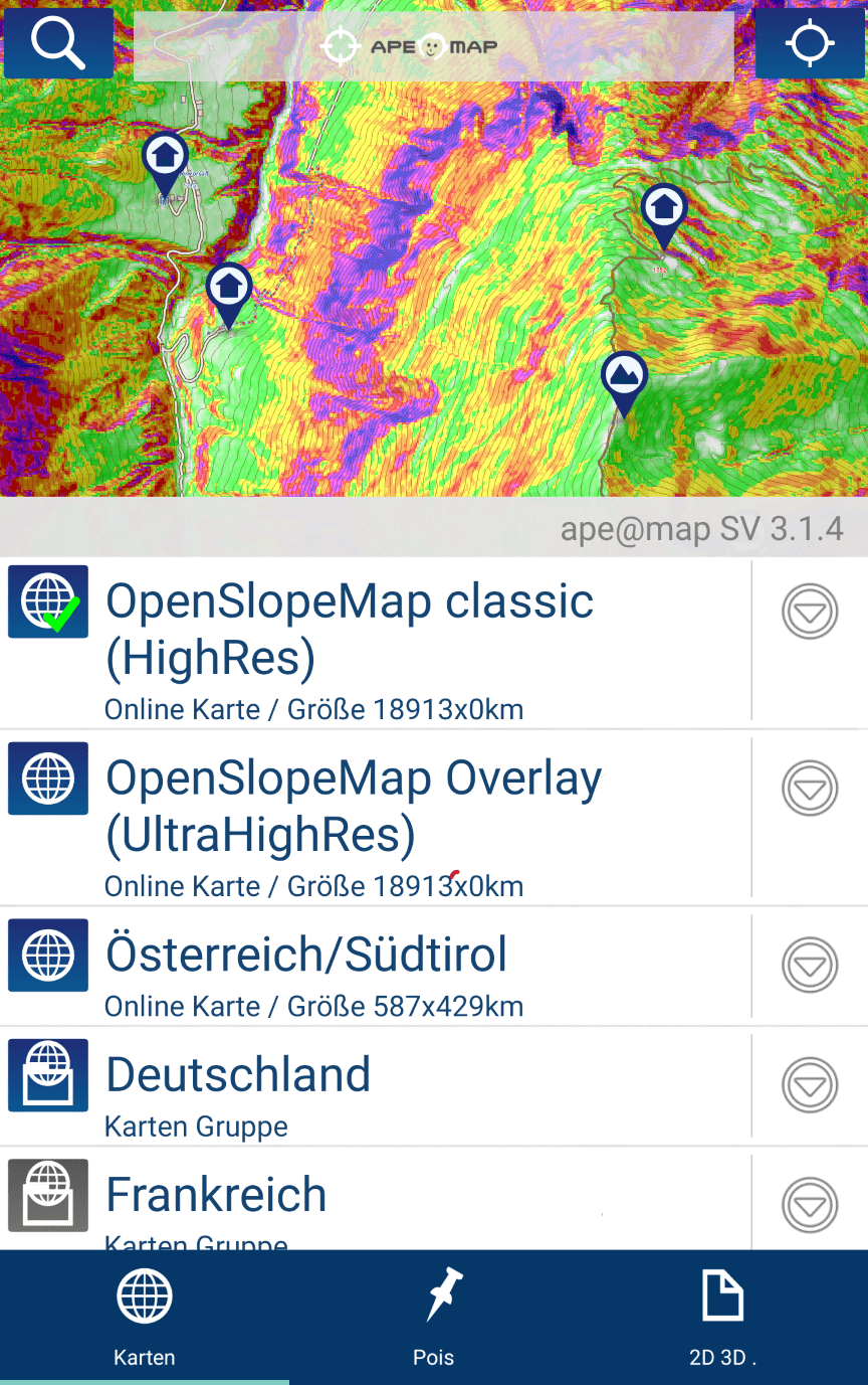 Installation auf iOS bzw. Android für ape@map - OpenSlopeMap.org